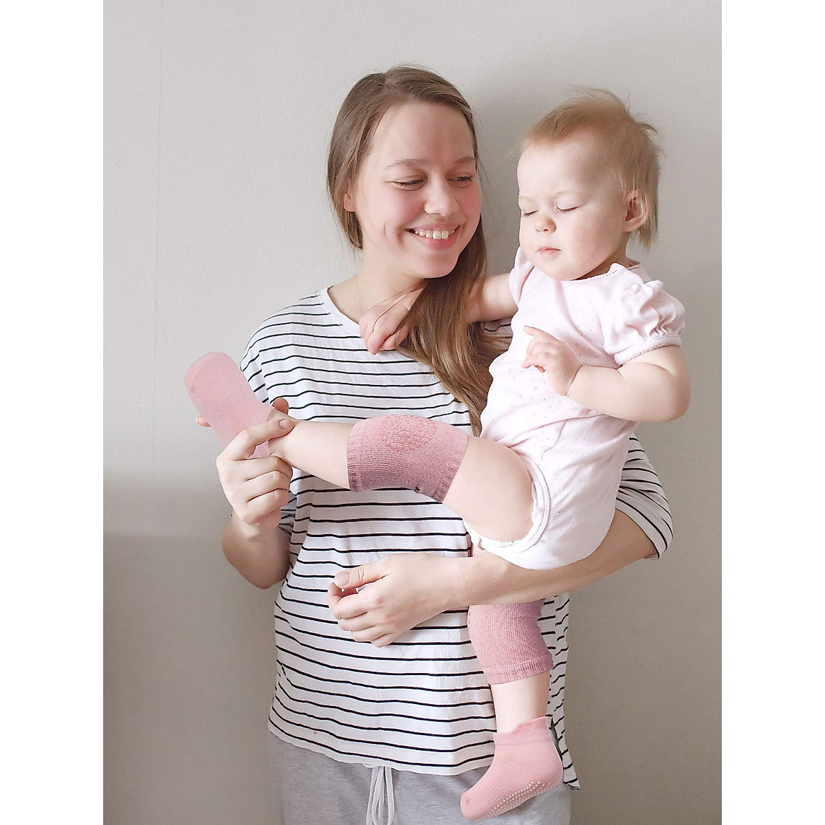 Syhood 10 Pairs Baby Crawling Anti-Slip Knee Pads and Anti-Slip Baby Socks Set Unisex Toddler Knee Protectors Non Slip Ankle Socks (Multicoloured)