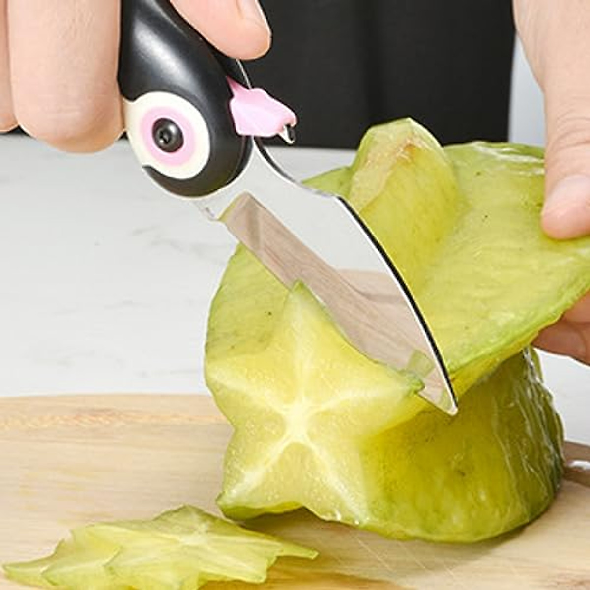 WISELADY Multifunctional Penguin Shape Fruit Knives, Paring Knife, Small Kitchen Knife with Sharp Blade, Paring Knife for Cutting and Preparing Fruit and Vegetables (Blue)