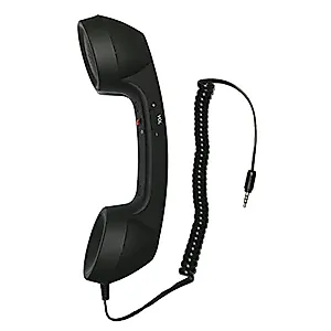 YTYKINOY Vintage Retro 3.5mm Telephone Handset Cell Phone Receiver Mic Microphone Speaker for iPhone iPad Mobile Phones Cellphone Smartphone (Black)