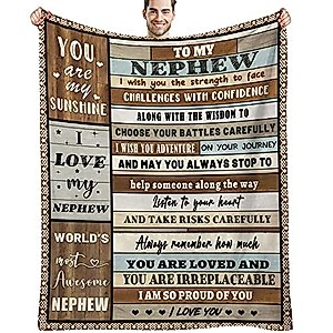 HUASZIUO Nephew Gifts from Auntie Blanket, Gifts for Nephew , Nephew Gifts from Aunt Uncle ,Nephew Christmas Graduation Gift Ideas, Birthday Gifts for Nephew Throw Blanket 60’’x50’’