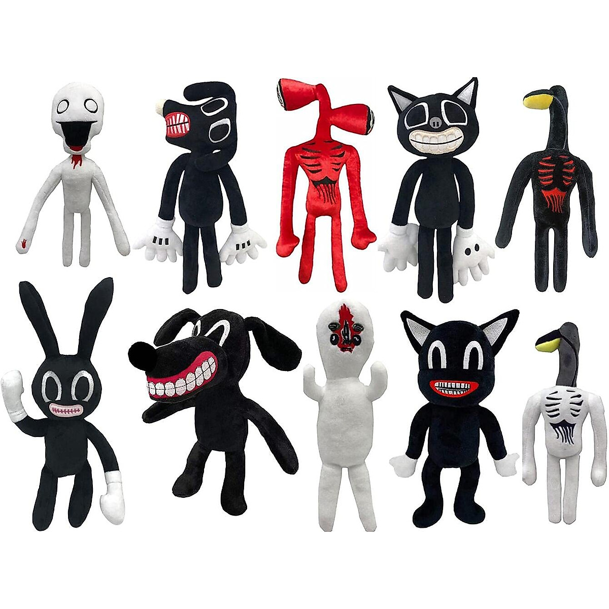 POPRORE 10 PCS Siren Head Plush Toys Siren Head Family Portrait Full Set Plush Toys Cartoon Dog Cartoon Cat Plush Toys for Home Party Gift Birthday Gift