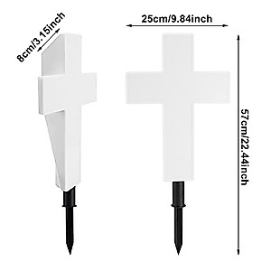 Solar Lighted Cross Grave Lighted White Garden Cross Stake Decor for Home Memorial Decoration,Outdoor Yard, Home, Patio(White)