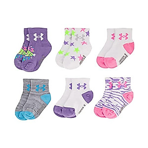 Under Armour girls Multi Pack Quarter Sock, Lilac Star, 2-4T US