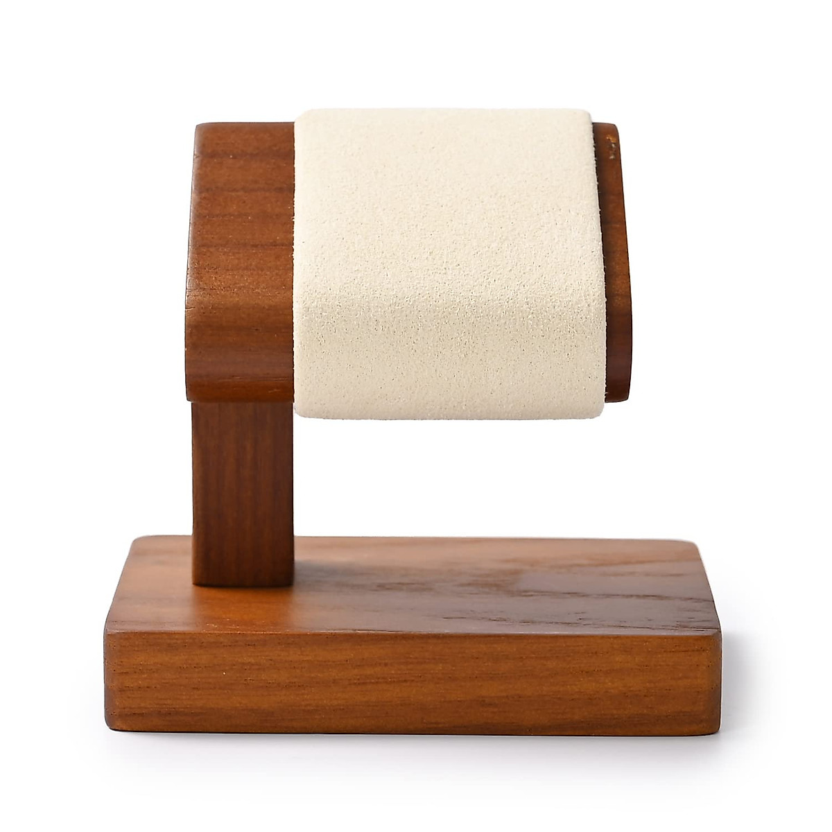 Oirlv Solid Wood Single Watch Display Stand Showcase Bracelet Bangle Jewelry Display Holder Wristwatch Holder for Men or Women(Creamy-white)
