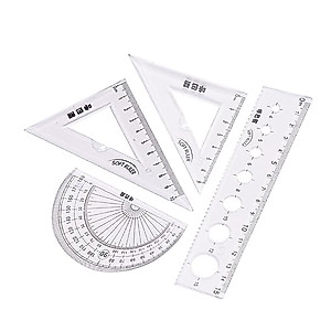 Operitacx 4 Set Suit Stationary Tools for Math Protractor Triangular Ruler Clear Ruler Geometry Ruler Protractor Ruler Rulers Stationery Plastic Ruler Unisex to Draft