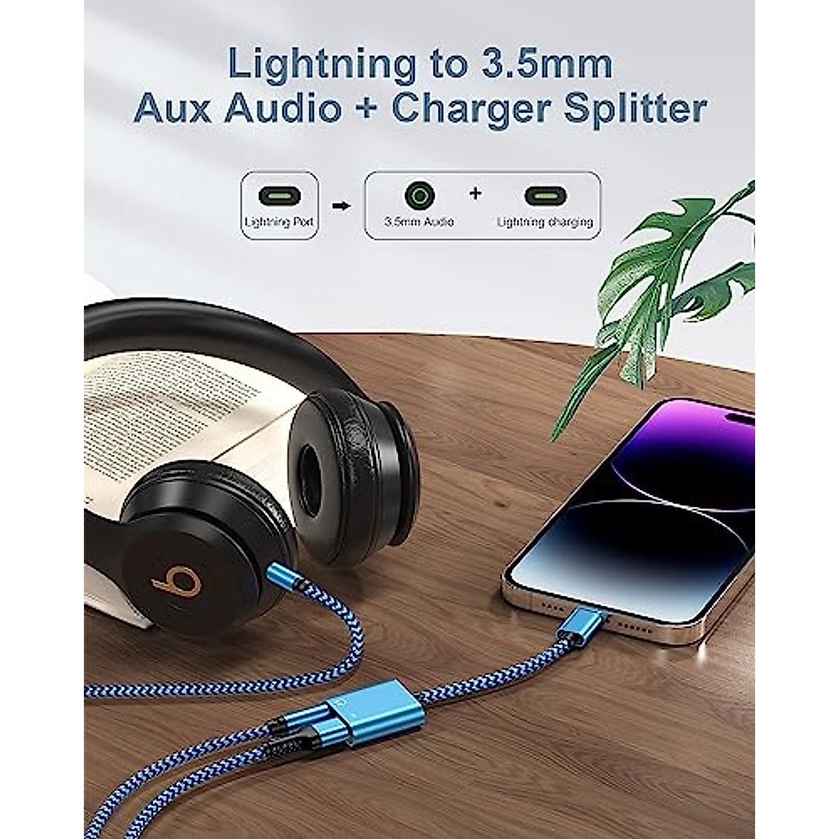 2 Pack iPhone Headphone Adapter, [Apple MFi Certified] 2 in 1 Lightning to 3.5mm Headphone Aux Audio + Charger Splitter iPhone Aux Adapter Dongle for iPhone 14 13 12 11 Pro Max Mini XR XS 8 iPad iPod