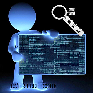 TGBJE Programmer Gift Coder Gift Eat Sleep Code Keychain Gift for Software Engineer (Coder Keychain)
