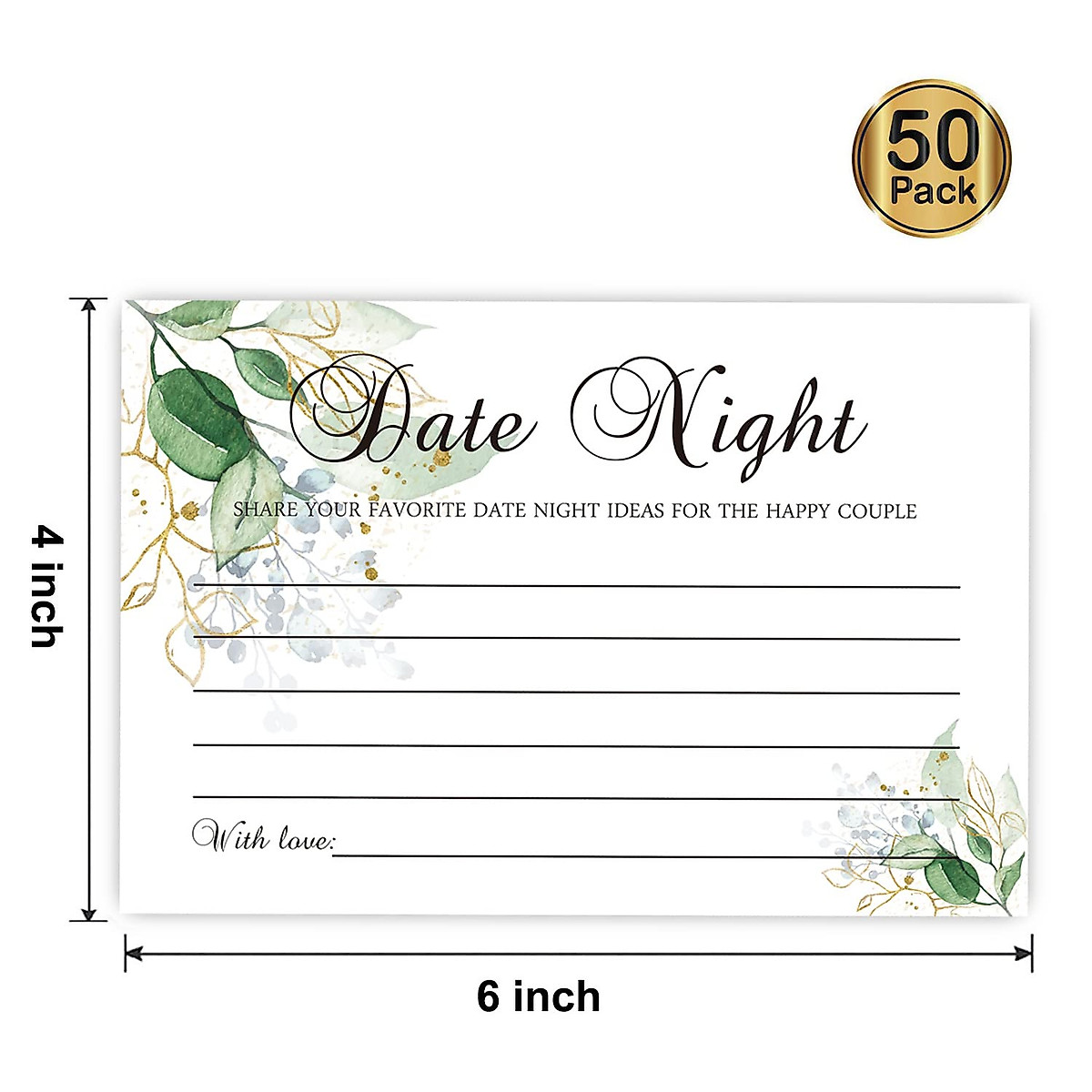 FARHTINANFX Date Night Ideas Cards, Perfect for The Bride and Groom, Husband, Wife, Boyfriend, Girlfriend, Anniversary, Bridal Shower Game 50 Advice Cards (4" x 6")