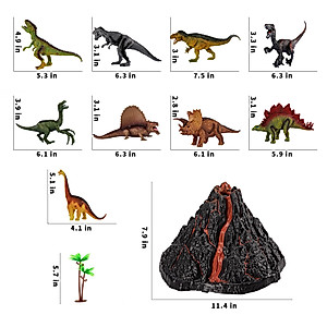 TEMI Large Volcano Set with 9 Toddlers Dinosaur Action Figures for Kids 2 3 4 5 6 7 Years, Simulated Volcanic Eruptions with Sound, Volcano Can Store Dinos, Gifts for Toddlers Boys and Girls