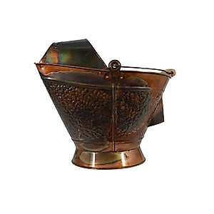 Coal Hod Bucket - Distressed Brass - Decorative Appeal - for Fireplace & Pellet Stove Ashes - Easy Hopper Filling - Lightweight