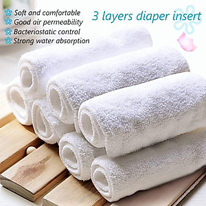 Baby Cloth Diapers Washable Reusable Diapers for Baby Girls and Boys, One Size Adjustable 7 Pack with 7 Inserts and 1 Storage Bag