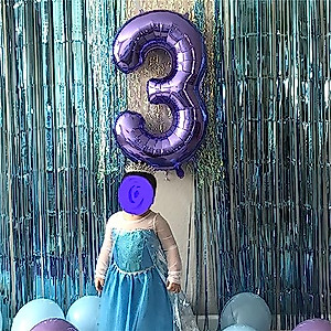Purple Number 30 Balloons, 40 Inch Purple Mylar Foil Number 3 & 0 Balloons for Women, Self Inflating 30th Birthday Balloons for 30 Year Old Anniversary Birthday Party Decorations Supplies
