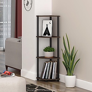 Furinno Turn-N-Tube 4-Tier Corner Display Rack Multipurpose Shelving Unit, Columbia Walnut/Black
