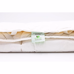 OrganicTextiles 100% Natural Australian Wool Mattress Pad with Organic Cotton Cover (King Size), Moisture Wicking, Luxurious Soft Feel, Baffle Box Stitching, Temperature Regulation, Machine Washable