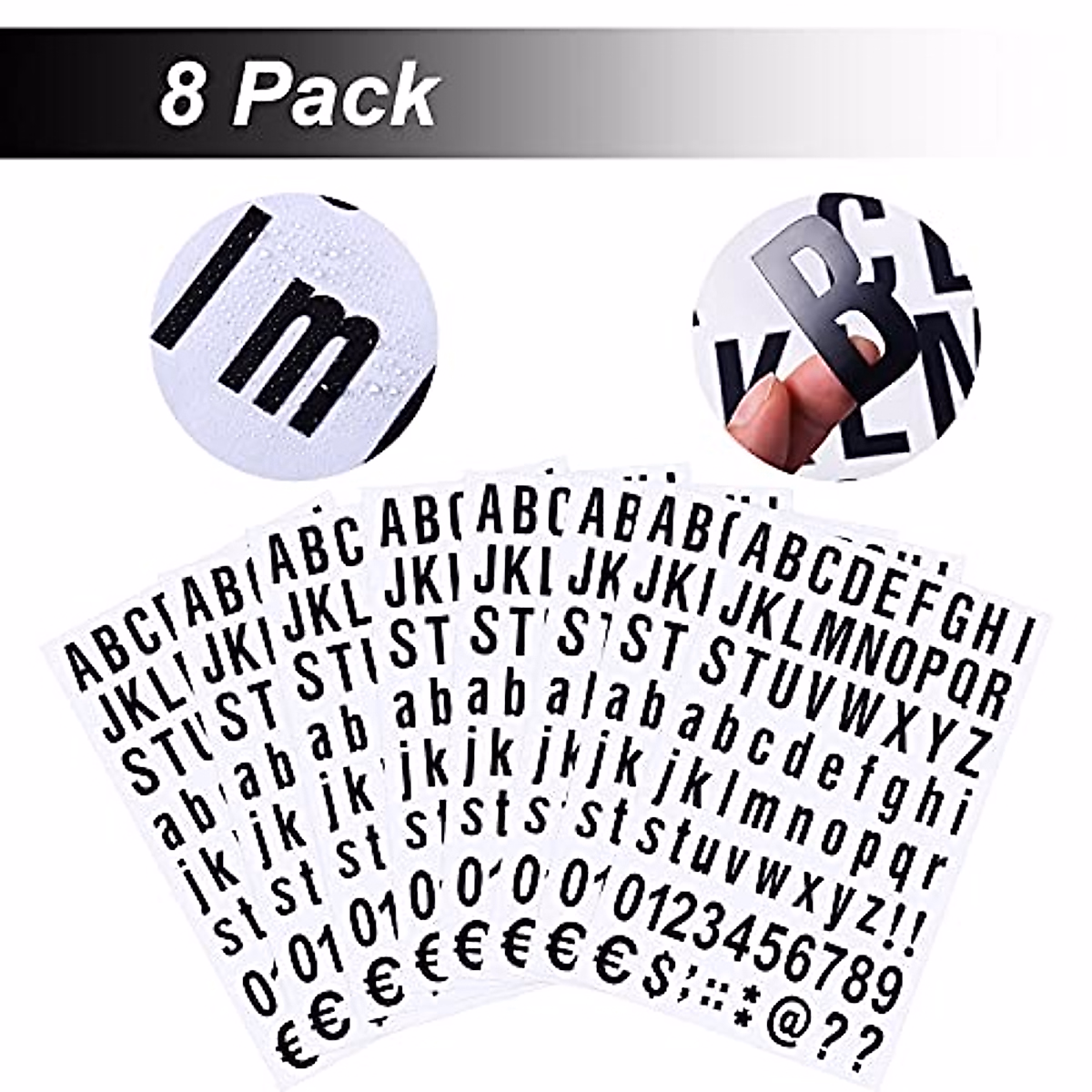 8 Sheets Self Adhesive Vinyl Letters Numbers Kit, Mailbox Numbers Sticker for Mailbox, Signs, Window, Door, Cars, Trucks, Home, Business(2 Inch,Black)