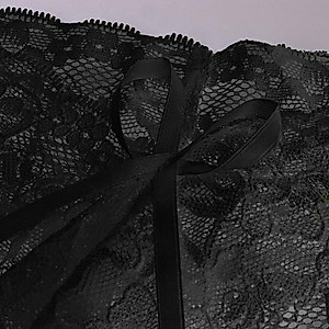 LATINDAY ◆ Womens Lace Underwear Soft Sexy Hollow Hipster Bow-Tie Ladies Bikini Panties Briefs Lingerie Black