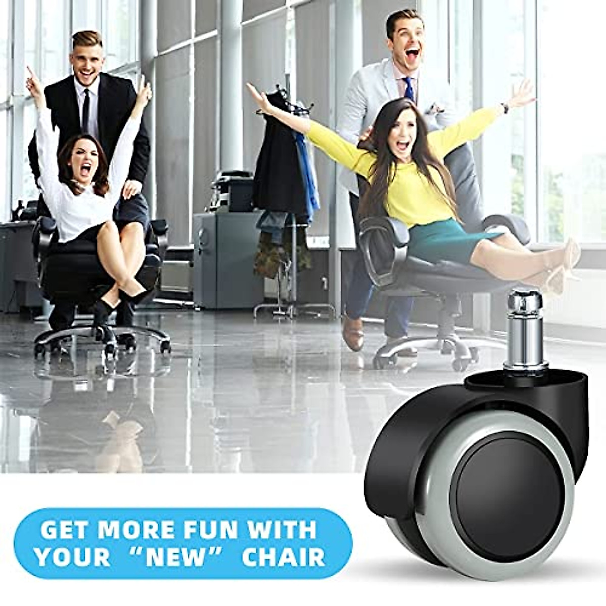 Office Chair Caster Wheels Replacement(Set of 5) for Hardwood Floors and Carpet- Heavy Duty Caster Support up to 1000bls, Office Rubber Chair Wheels,2 inch,Universal Size (Grey)