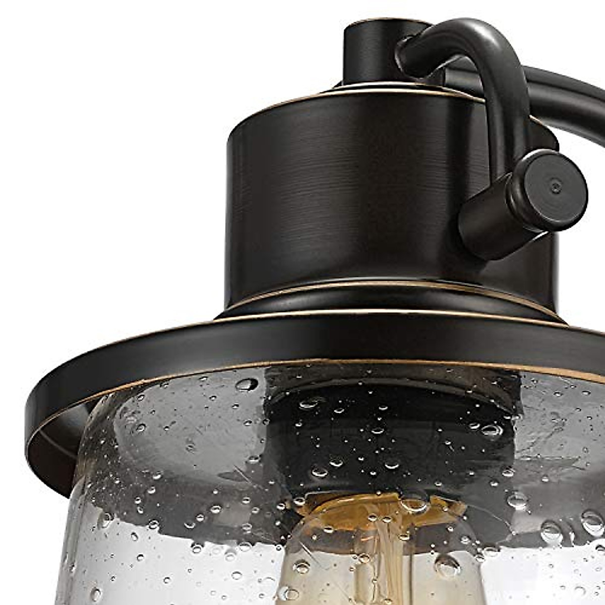 Globe Electric 44127 Charlie 1-Light Outdoor Indoor Wall Sconce, LED Bulb Included, Oil Rubbed Bronze, Clear Seeded Glass Shade