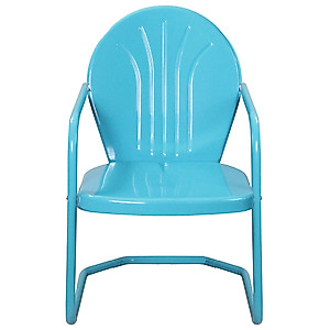 Northlight 34" Outdoor Retro Metal Tulip Armchair, Sky Blue