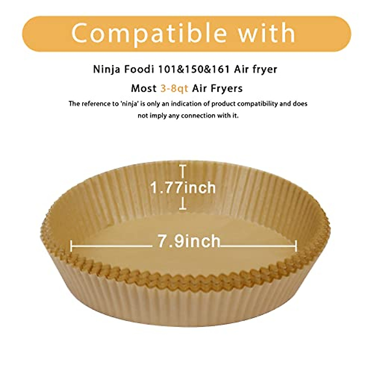 Air Fryer Liners for Ninja Air Fryer, 100 Pcs Disposable AirFryer Liners Parchment Paper Sheets Air Fryer Accessories Compatible with Ninja AF101 Air Fryer, Ninja AF150Air Fryer XL and Ninja AF161 Max