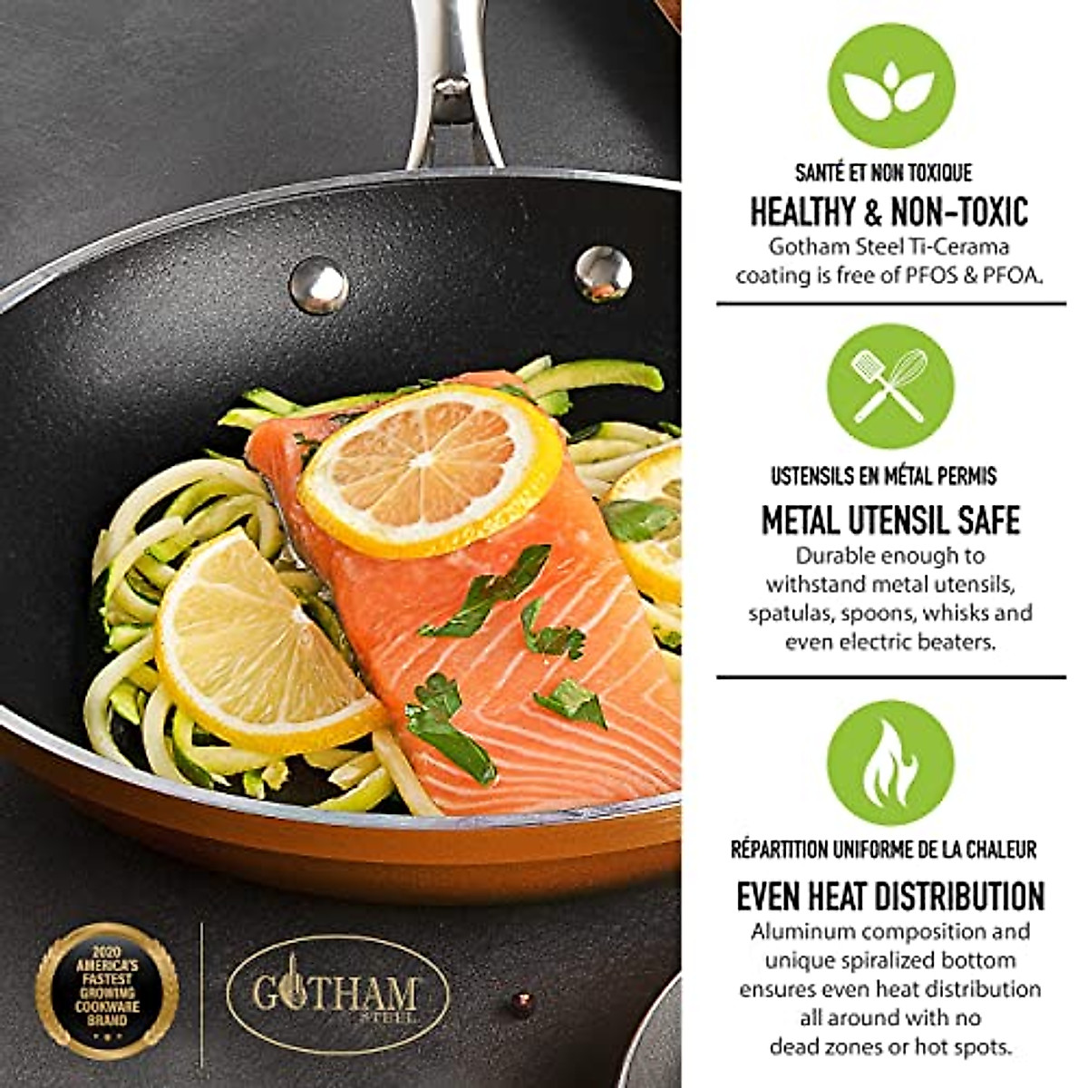 Gotham Steel 10-inch Nonstick Fry Pan Skillet with Ultra Durable Mineral and Diamond Triple Coated 100% PFOA Free, Skillet with Stay Cool Stainless-Steel Handle, Oven & Dishwasher Safe, As Seen on TV