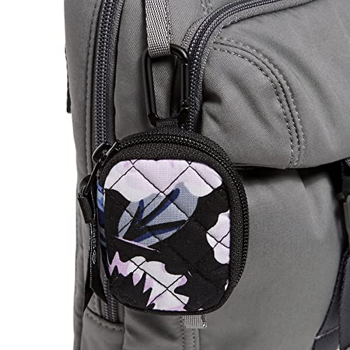 Vera Bradley Women's Cotton Bag Charm for Airpods, Plum Pansies, One Size