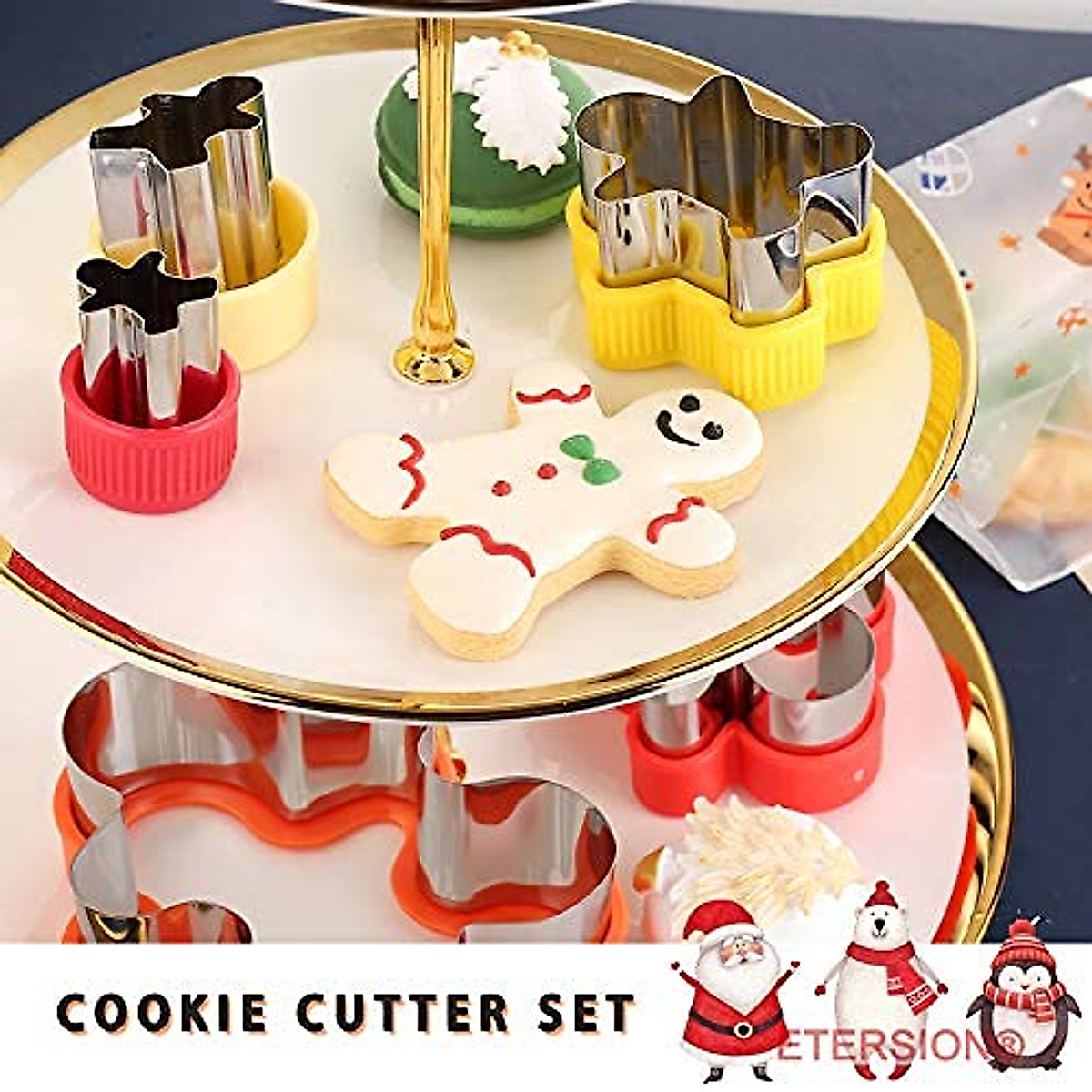 ETERSION Gingerbread Cookie Cutters 5 Pieces 5 Sizes 1" to 4.9" Gingerbread Man Cookie Cutter
