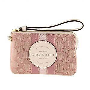 Coach Women's Boxed Dempsey Corner Zip Wristlet In Signature Jacquard With Coach Patch And Stripe