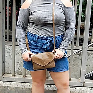 Latico Harbor Crossbody Bag; Triple Compartment Shoulder Sling Purse for Women with Envelop Flap Magnetic Closure & Wide Cross Body Strap; Small Bags for Accessories, Cellphone, Wallet, Etc - Brown