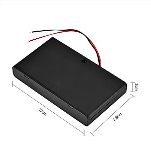 Zerone 12v Battery Pack, 8-Slot Battery Holder AA Battery Clip Holder Box Case with On/Off Switch, Plastic 12V Cell AA Battery Storage Box with ON/Off Switch with Wire & Cover