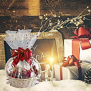 Clear Basket Bags, 10Pack 22x32 Inches Large Cellophane Bags Clear Printed Cellophane Wrap for Gift Baskets,Presents, Weddings, Bridal/Baby Showers and More