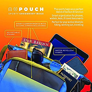 Nupouch Sporty Crossbody Bag, Water Resistant Shoulder Bag Purse, Travel Bag, Large, Black