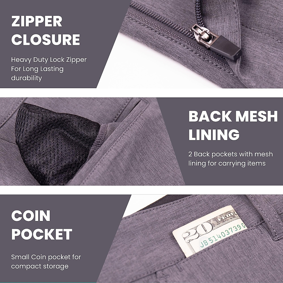 Brickline Mens Shorts for Men, Hybrid Casual Golf Dress Flat Front Quick Dry Stretch Board Shorts, Lightweight Chino Short HT Black - 34