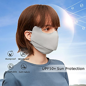 OHGOLF Sun Protection Face Cover UPF 50+ Anti-UV Women Mask Protection Breathable Face Covering SLN3M308D Light Grey