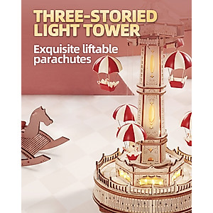 ROKR 3D Wooden Puzzles for Adults-LED Wooden Music Box Kits-Wood Model Kits to Build-3D Puzzles for Kids and Adults-Christmas STEM Toy Gifts