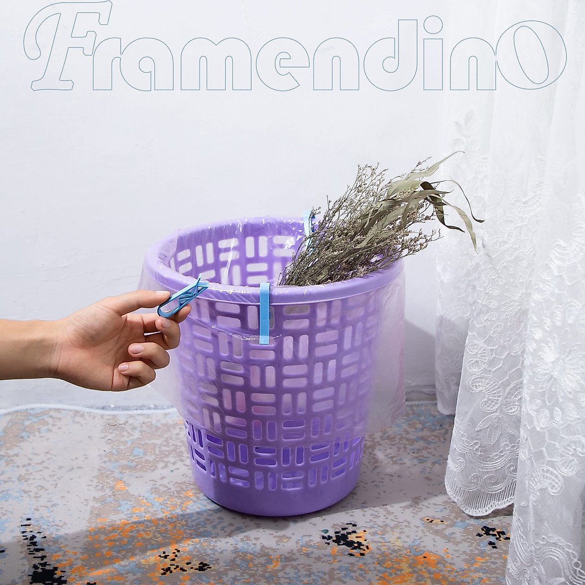 Framendino, 10 Pack Garbage Bin Clips Trash Bag Clips Plastic Washroom Trash Can Bag Clips Waste Basket Garbage Bin Clamp Rubbish Bag Clips Anti-Slip Fixation Clip Holder for Home Office