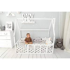 BUSYWOOD Toddler Floor Bed - Montessori Floor Bed with Rails - Floor Bed for Toddlers - Kids Floor Bed- House Kid Bed Frame - Floor Bed Frame Toddler (FOR SLEEPING ONLY)