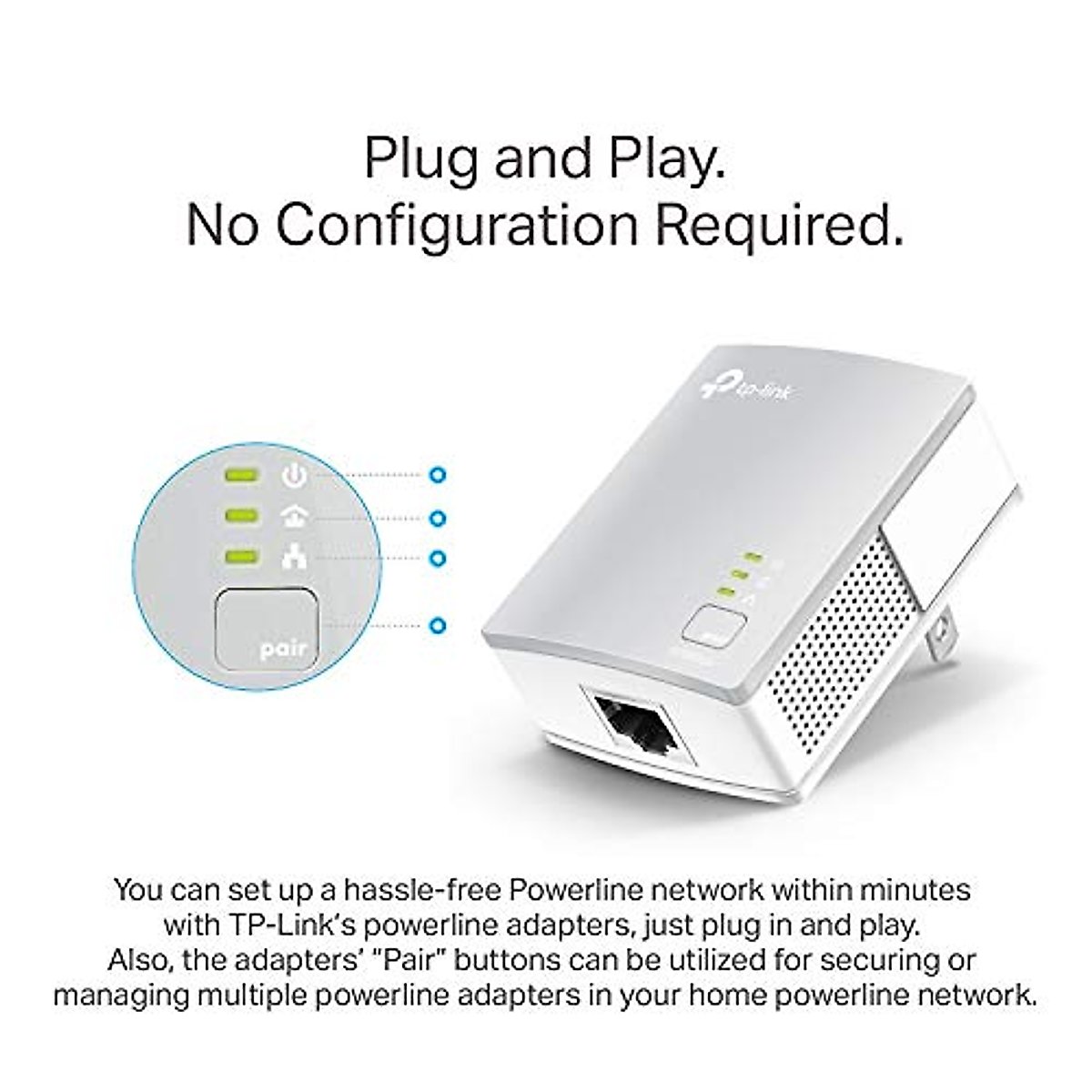 TP-Link AV600 Powerline Ethernet Adapter - Plug&Play, Power Saving, Nano Powerline Adapter, Expand Home Network with Stable Connections (TL-PA4010 KIT)