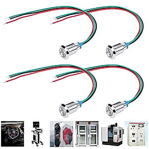 LED Pilot Indicator, LED Pilot Light Bulbs Lamp IP66 6mm LED Lamp with Wire Pilot Dash Directional Car Truck Boat with Wire LED Indicator Light(Red Green)