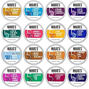 Maud's Super Flavored Coffee Variety Pack, 80ct. Solar Energy Produced Recyclable Single Serve Flavored Coffee Pods Jam-Packed with 16 Flavors - 100% Arabica Coffee California Roasted, KCup Compatible