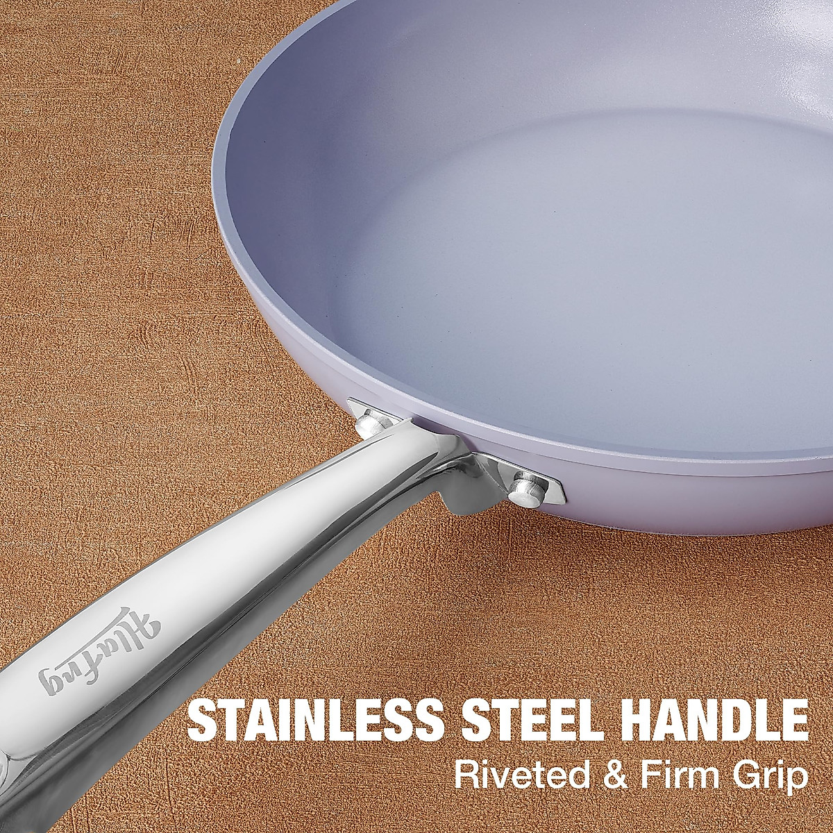 HLAFRG 12 Inch Nonstick Frying Pan with Lid, Ceramic Skillet, Omelet Pan, Less Oil for Health Cooking,12 inch Small Pan with Heat-Resistant Handle,All Stoves Compatible, Purple