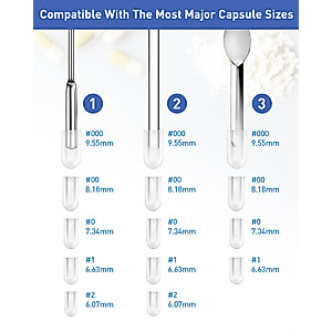 Capsule Filling Machine Kits, Micro Lab Spoon Spatula Tamper Tool for Fast and Easy Gel Capsule Filling, Gel Cap Capsule Pill Filler Machine - #000 00 0 1 2 3