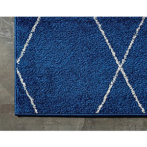 Unique Loom Trellis Frieze Collection Area Rug - Geometric (4' 1" x 6' 1", Navy Blue/ Ivory)