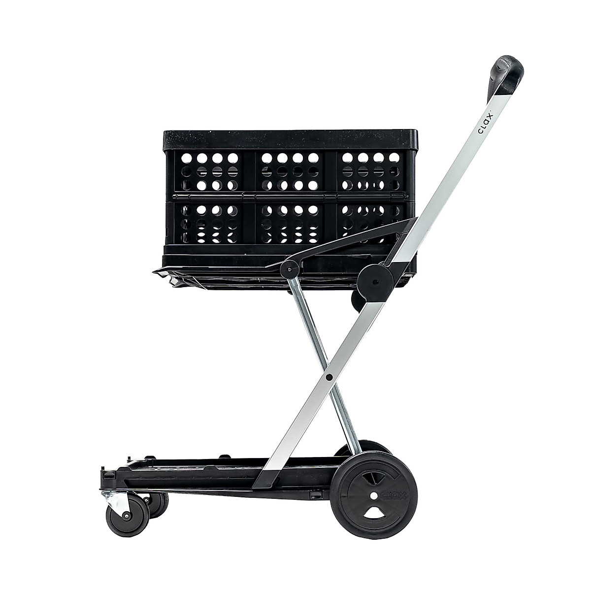 CLAX® Multi use Functional Collapsible carts | Mobile Folding Trolley | Shopping cart with Storage Crate (Black)