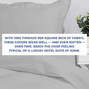 Kotton Culture 1000 Thread Count Duvet Cover 1 Piece Duvet Set 100% Egyptian Cotton Breathable All Season Comforter Cover with Zipper & Corner Ties Soft (Silver, Oversized King)