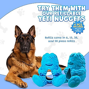 Yeti Puff and Play Dog Toy - Dog Chew Holder - Fun Stimulating Chew Toy for Teething, Behavior Training for Light to Moderate Chewers - Interactive Nuggets Treats Dispenser Puzzle - Yeti Blue