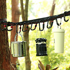 FresKaro Wiregate Carabiner Clip, 12kN(2698lbs), Used for Backpacking Gear or as a Hiking Accessories - 4pack of Black d Ring Wire gate caribeener Clips.