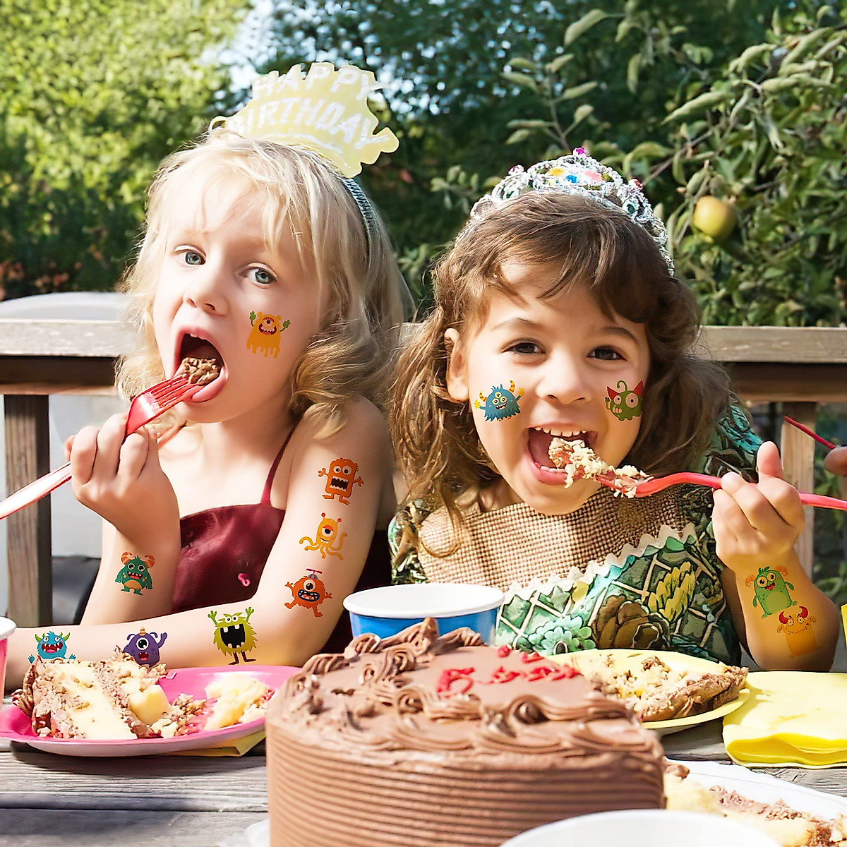 Monster Temporary Tattoos for Kids, 96PCS Birthday Party Decorations Supplies Party Favors Supper Cute Little Monster Tattoo Sticker Style Gift Ideals for Boys Girls Schools Prizes Themed