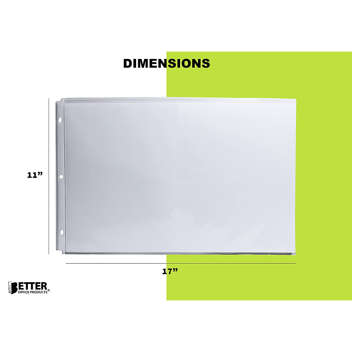 50 Pack 11x17 Inch Heavyweight Diamond Clear Sheet Protectors, Side Loading, Ledger Sheet Protectors, by Gold Seal, 3-Hole Punched