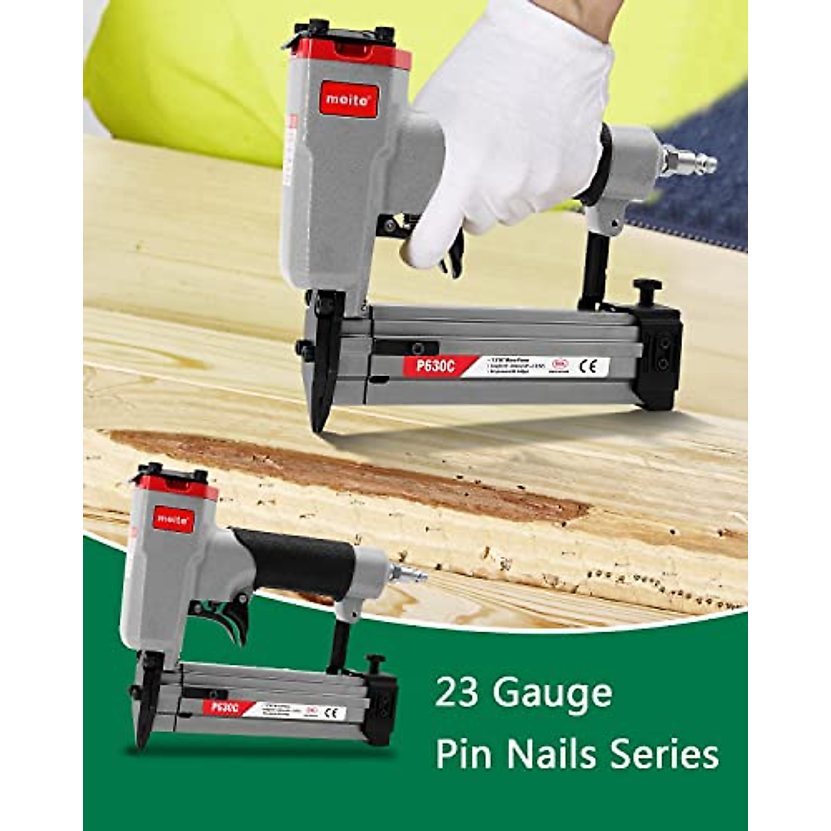 meite 23 Gauge Pin Nails, 1-3/16-Inch Micro Headless Pins for Pin Nailer - Copper Plated Pins Nails for Nail Gun, Ideal for Fine Woodworking and Trim Work (10,000 PCS)